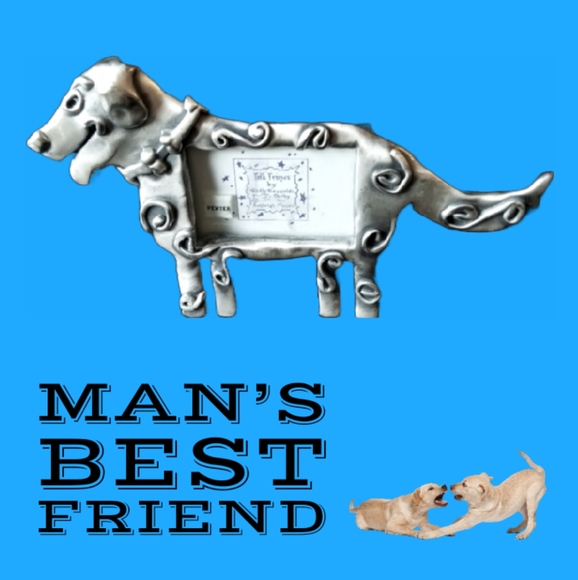 Vintage | Accents | Vintage Pewter Dog Folk Frame | Poshmark